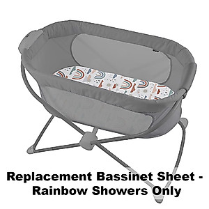 F-Price Replacement Sheet for Fisher-Price Soothing View Bassinet - GPN07 ~ Replacement Bassinet Sheet ~ Rainbow Showers, Peach, White. Blue