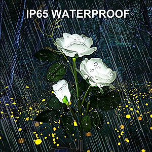 Anordsem Solar Garden Lights Outdoor,2 Pack Solar Flowers Roses Lights Garden Decorative, Waterproof Solar Garden Lights for Garden Lawn Patio Backyard Pathway Christmas Walkway (White