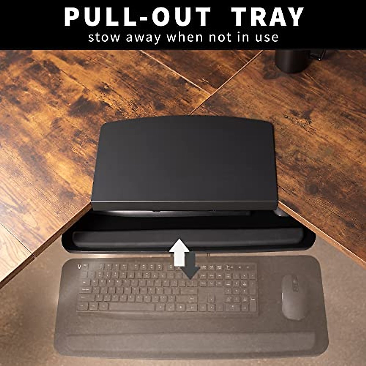 VIVO Adjustable Computer Keyboard and Mouse Platform Tray with Corner Connector, Ergonomic Under Table Desk Mount Drawer for L-Shaped Workstations, Underdesk Shelf, Black, MOUNT-KB03B-C