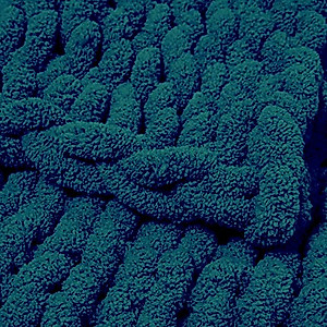 Sterling Letter Chunky Knit Throw Blanket - 40" x 48" - Handwoven - Gorgeous Braided - Breathable - Chenille Yarn - Cozy Blanket - Modern Bedding - Soft Blankets - Bedroom Decor (Caribbean Sea Blue)