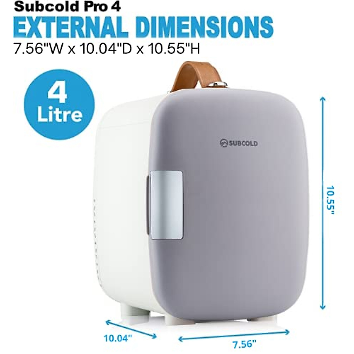 Subcold Pro4 Luxury Mini Fridge Cooler 4 Litre / 6 Cans AC & Exclusive USB ECO Power Option | Portable Small Refrigerator For The Office, Bedroom, Car, Travel, Skincare & Cosmetic (Gray)