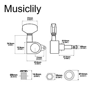 Musiclily Pro 3+3 Epi Style Sealed Guitar Tuning Pegs Keys Machine Heads Tuners Set for Les Paul Style Electric Guitar, Big Button Chrome