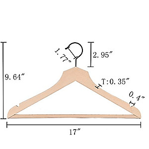 Amber Home Natural Stylish Thin Solid Wooden Suit Hangers 24 Pack, Non-Lacquer Slim Wood Coat Jacket Hanger with Pants Bar, Extra Space Saving Clothes Hanger for Dress, Pant, Shirt (Natural, 24)