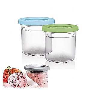 EVANEM 2/4/6PCS Creami Containers, for Ninja Pints with Lids,16 OZ Ice Cream Pint Containers Bpa-Free,Dishwasher Safe Compatible with NC299AMZ,NC300s Series Ice Cream Makers,Blue+Green-6PCS