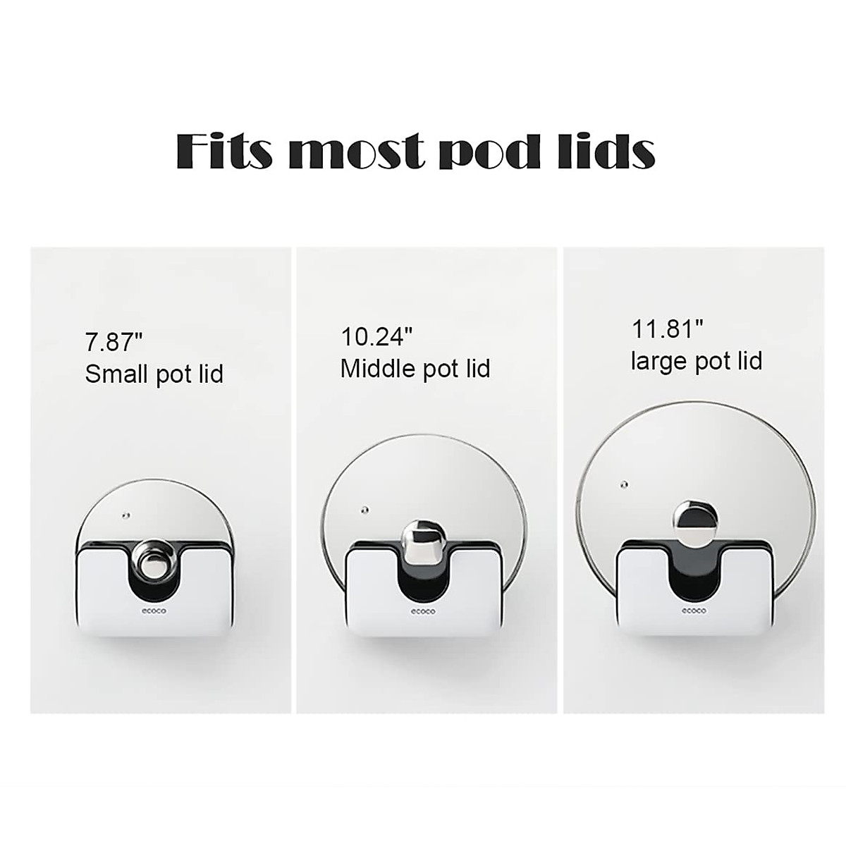 Wall Mounted Pot Lid Holders, MOPMS Cabinet Door Lid Organizer Pot Hangers with Adjustable Hooks for Kitchen Wall Mount, Pot Lid Rack Rest Stand