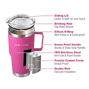 DLOCCOLD 30 oz Tumbler with Handle, Stainless Steel Insulated Travel Coffee Mug with Lid and Straw, Thermal Coffee Cup for Hot&Cold Drinks,Spill Proof,Cup Holder Friendly,Dishwasher Safe,BPA Free