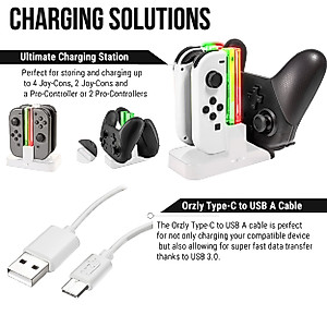 Orzly Accessories Kit Bundle Compatible with Nintendo Switch OLED Console (NOT 2017 Edition Compatible) Ultimate Geek Pack with Case and Screen Protector and Much More - Ice White Gift Boxed