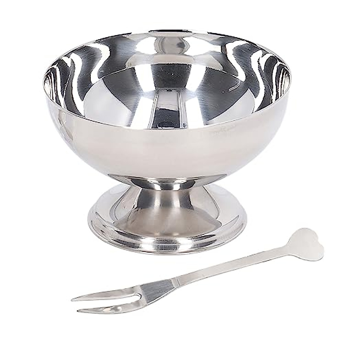Aramox Ice Cream Bowl, Elegant Trifle Tasting Bowls Scratch Proof Stainless Steel Rust Resistant with Fork for Hotel (250ml)