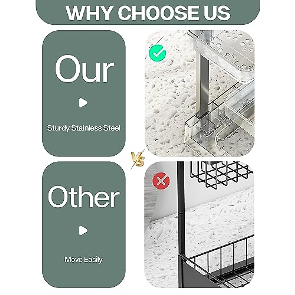 Under Sink Organizer and Storage with Under Sink Tray, 2 Tier Sliding Under Sink Shelf, L Shaped Pull Out Cabinet Basket Organizer, Slide Out Organizer Rack for Bathroom, Kitchen, 2 Pack, Clear