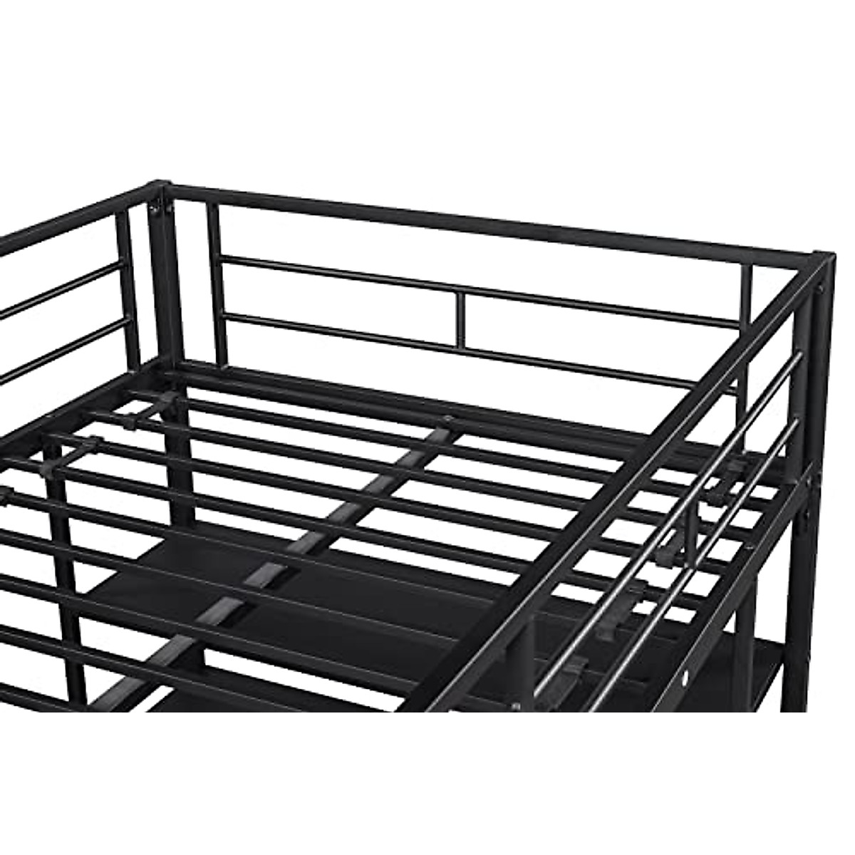 CNANXU Metal Twin Low Loft Bunk Bed with Desk Bunk Bed Bed Bedroom Storage Guard Rail Ladder, Twin