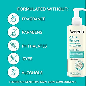 Aveeno Calm + Restore Triple Oat Hydrating Face Serum for Sensitive Skin, Gentle and Lightweight Facial Serum to Smooth and Fortify Skin, Hypoallergenic, Fragrance- and Paraben-Free, 1 fl. Oz