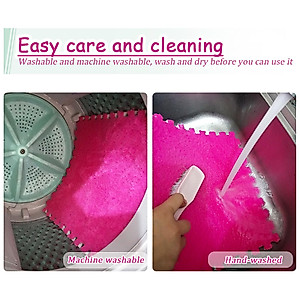 18 Pcs Soft Interlocking Puzzle Foam Mats, Fluffy Carpet Tiles,Plush Area Rug,Keep Warm,Non-Slip,Playmat,Floor Mats,12X12 Inch(Size:12X12X0.23 Inch,Color:Brick Red+Navy Blue+White)