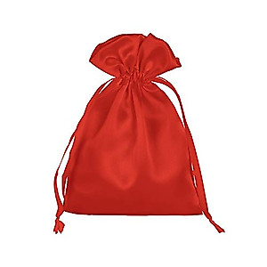 AKLVBL 50 Pack 5X7 Red Satin Bags Small Gift Bags, Jewelry Bags, Drawstring Pouch, Wedding Favor Bags, Baby Shower Bags, Party Favor Bags,Satin Gift Bags