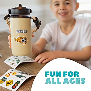 Canteenies Kids Water Bottle for School, 14 Oz, Straw Lid, Stickers, Vacuum Insulated Stainless Steel Double Walled, BPA Free Food-Safe, Leak-Proof Tumbler Travel Cup For Boys