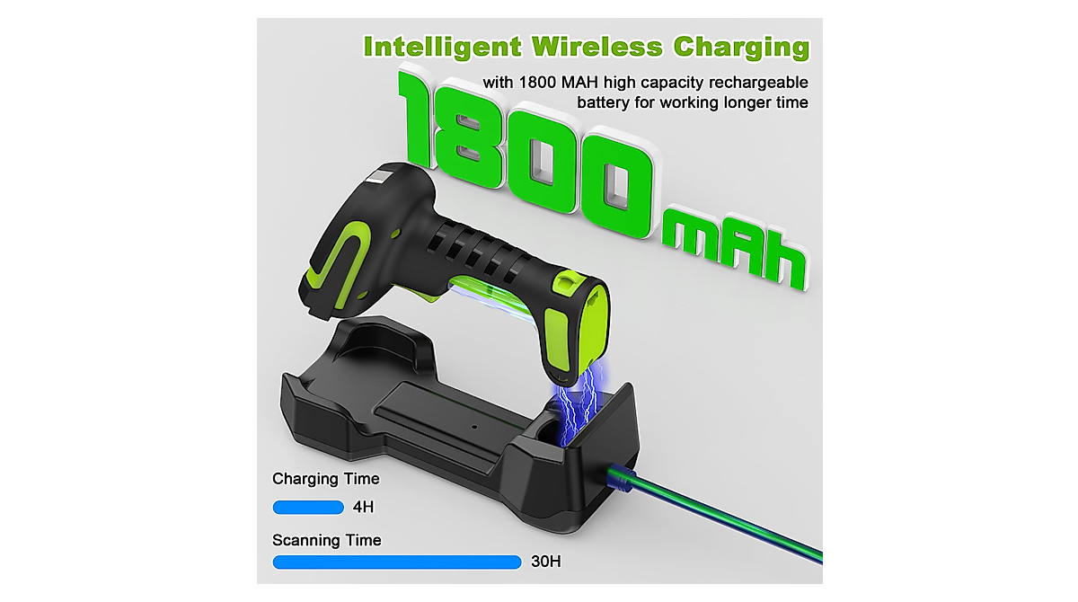 Alacrity 2D Wireless Scanner: 1968ft Range, Wireless Charging
