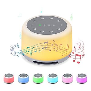 White Noise Machine for Sleeping, with 24 Soothing Sounds Night Light and Timer, Rechargeable Natural Sound Machine, Portable Sleep Sound Machine for Baby, Adult, Home, Office, Sound Therapy