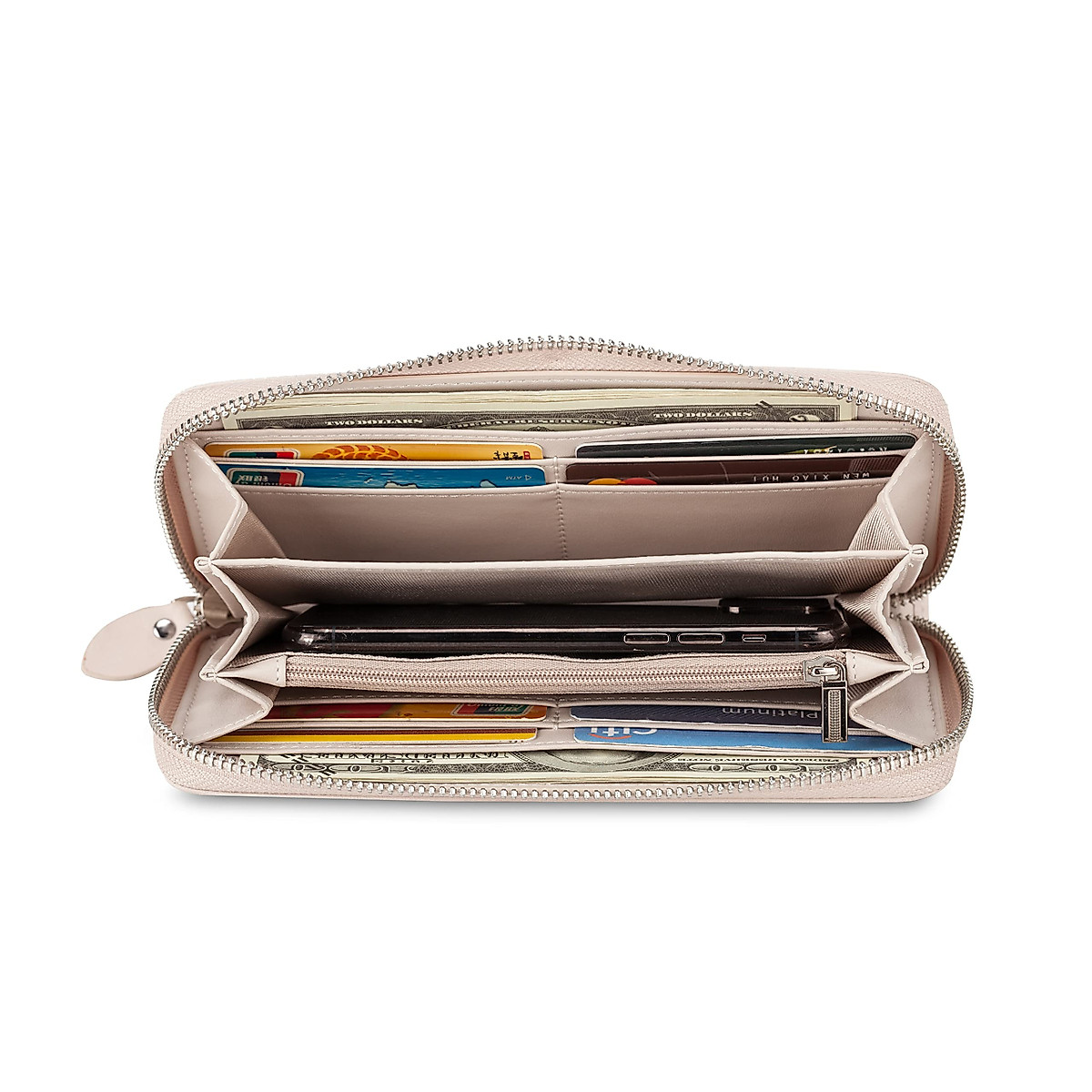 DORIS&JACKY Women Leather Wallet Rfid Blocking Large Capacity Zipper Around Travel Wristlet Bags