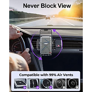 2023 Upgraded Car Phone Holder, [ Military-Grade Protection ] Air Vent Car Mount [Big Phone & Thick Cases Friendly] Hands Free Cell Phone Automobile Clamp Cradles, Fit for All iPhone Samsung Phones