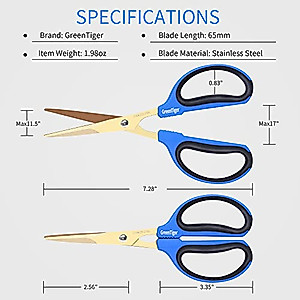 GreenTiger Garden Scissors, 65mm Extra-Long Blade, Golden Titanium Coating Pruning Shears, Sharp Precision-ground Stainless Steel Bonsai Shears, Suit for Garden and Home