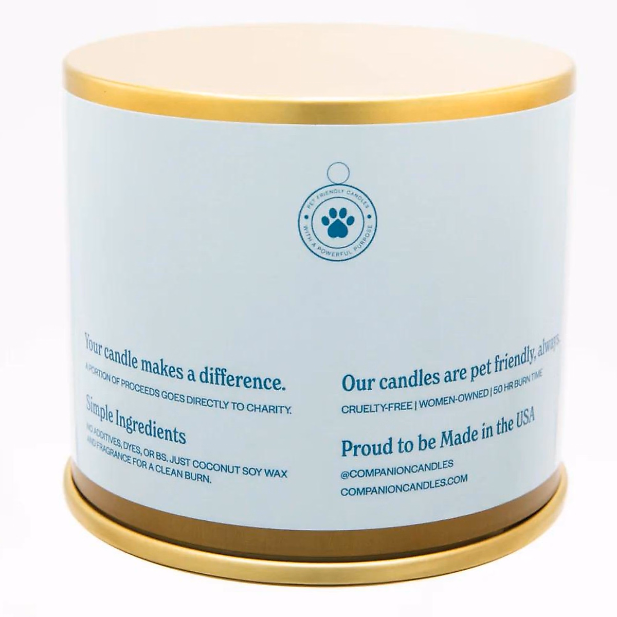 Companion Candles Pet Safe Wood Wick Candle - “You & Me by The Sea” Sea Salt & Neroli, Coconut Soy Wax Scented, Over 50 Hr Burn Time, Non-Toxic, Women-Owned, Made in USA (3 oz.)