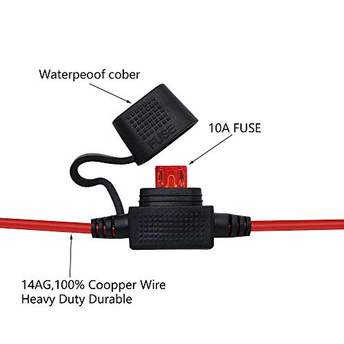 CERRXIAN 40cm 14AWG DC 5.5mm x 2.1mm to SAE 2 Pin Quick Disconnect Wire Harness Extension Cable with 10A Fuse for Portable Powers, Motorcycle Solar Panel Charger