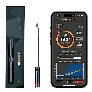 MeatStick 4 (One Probe Set) | Quad Sensors Smart Wireless Meat Thermometer | Digital Food Probe with Bluetooth | for Smoking, Grilling, BBQ, Air Fryer, Deep Frying, Oven, Rotisserie | Limited Range