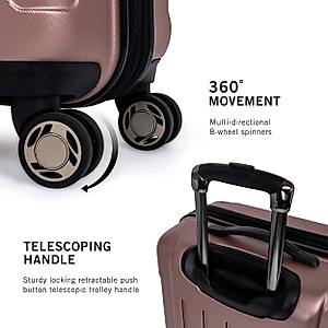 Kenneth Cole REACTION Renegade Luggage Expandable 8-Wheel Spinner Lightweight Hardside Suitcase, Rose Gold, 3-Piece Set (20"/24"/28")