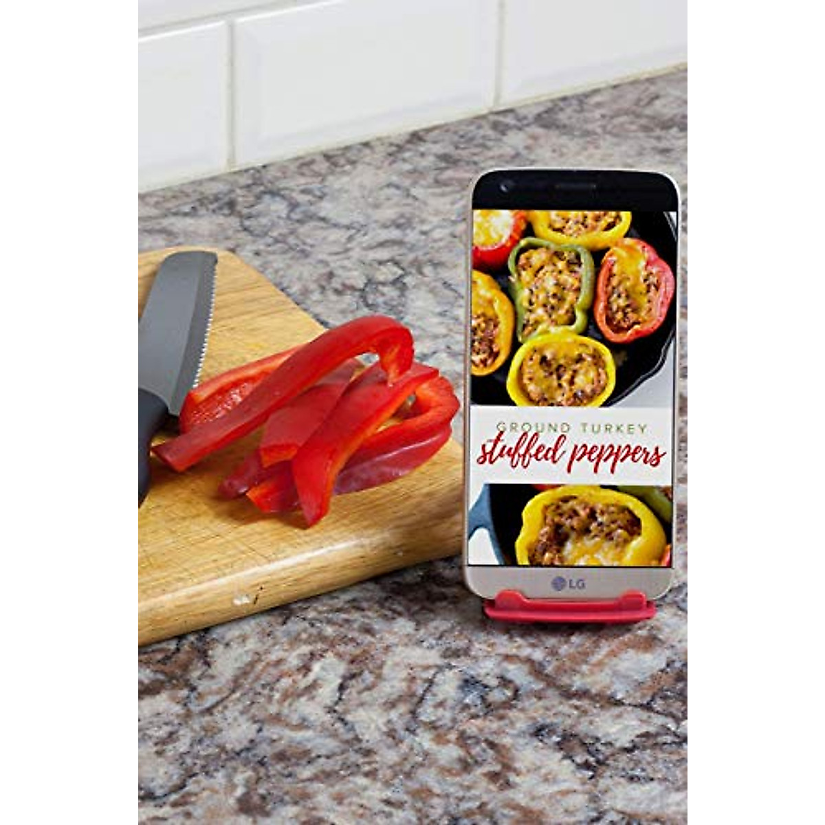 Cestari Recipe Holder Stand for Smartphones and Tablets, Keep Your Phone, Kindle, or iPad Convenient While Cooking - Original Kitchen Gadget Phone and Tablet Stand