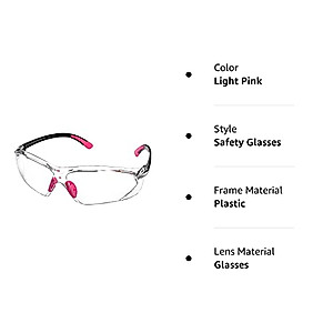 SAFEYEAR Women Safety Glasses Anti Fog Lens,HD Clear Scratch Resistant Work Glasses with Adjustable Straps for Lady, No-Slip Grips,VU Protection for DIY, Lab, Welding,Chemistry(Pink)