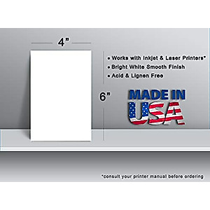 Extra Heavy Duty 130lb Cover Cardstock - 4" x 6" Bright White - 350gsm 17pt Thick Paper - Index, Flash & Post Card Stock - 40 Pack