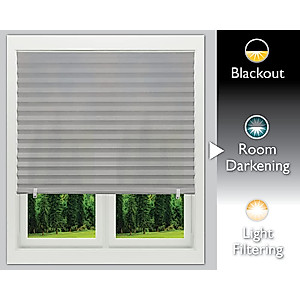 Redi Shade No Tools Original Room Darkening Pleated Paper Shade Gray, 36 in x 72 in, 6 Pack