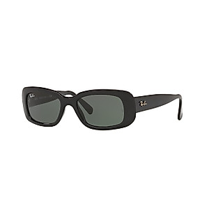 Ray-Ban Women's RB4122 Square Sunglasses, Black/Green, 50 mm