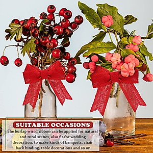 Waydress Natural Burlap Ribbon Burlap Edge Ribbon Fabric Craft Ribbon for Bow Wreath Tree DIY Decor Outdoor Wedding Home Christmas Party Decoration(1.5 Inch x 20 Yard,Red)