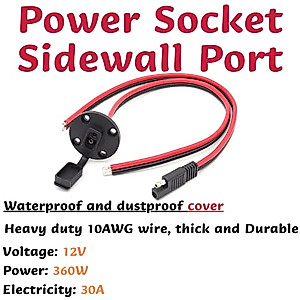 15.8inch 10AWG Power Socket Sidewall Port + 15.8inch 10AWG SAE Extension Cable