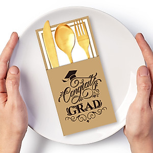 Quera 2023 Graduation Silverware Bags Utensil Cutlery Holders Utensil Holder Pockets Class of 2023 Graduation Party Supplies for College, Senior, School Congrats Grad Centerpiece Table Decor 36Pack