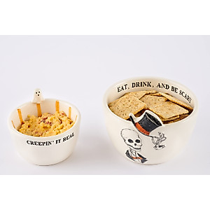 Mud Pie Halloween Nested Dip Bowl Set of 2 (Skeleton)