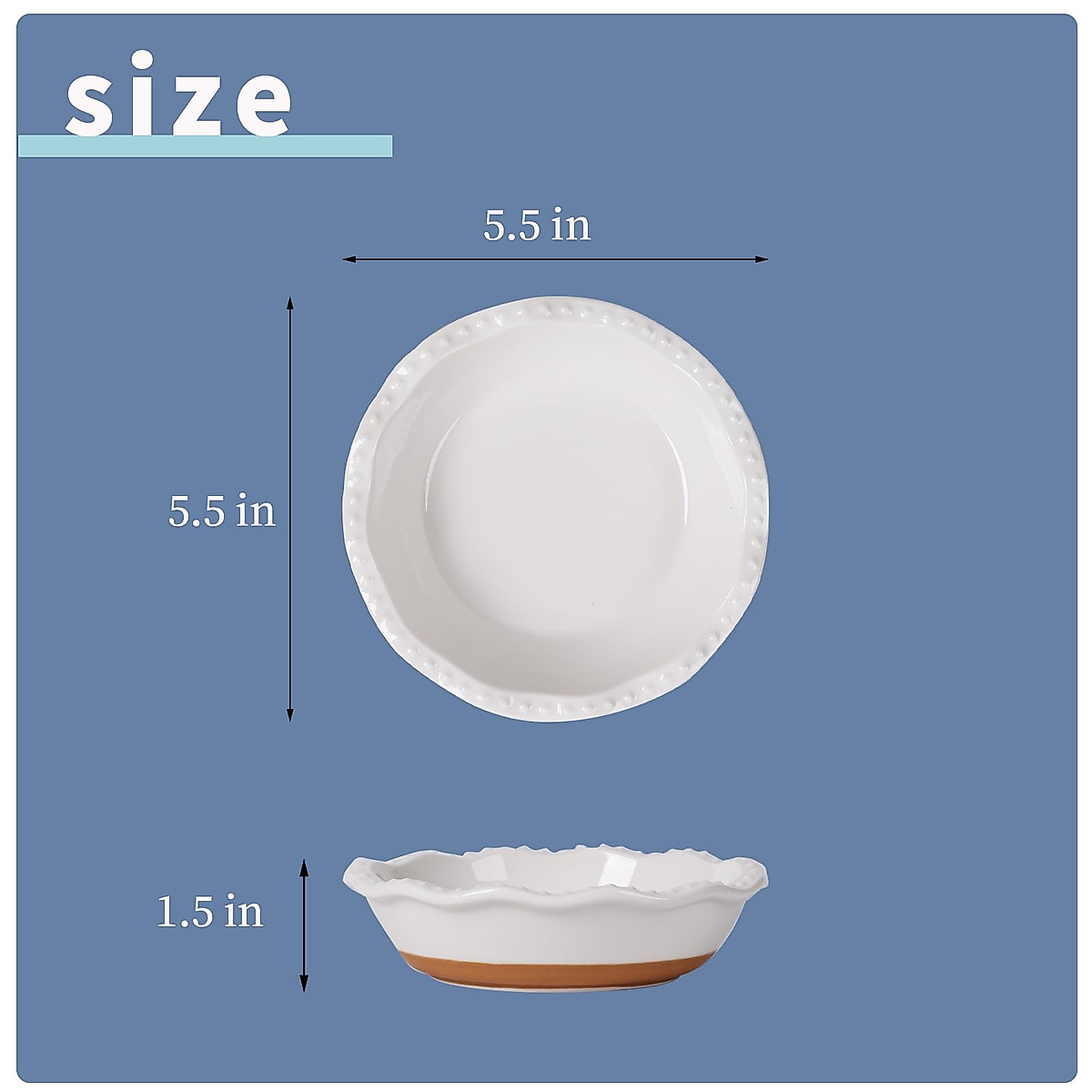 GDCZ Ceramic Mini Pie Pan Set of 4, Pie Dish Pie Plate for Baking, Individual Stackable Pie Tins, Multifunctional Pot Pie Pans for Quiches, Tarts, Pot Pies,Sauces and More,5.5 Inch 8OZ