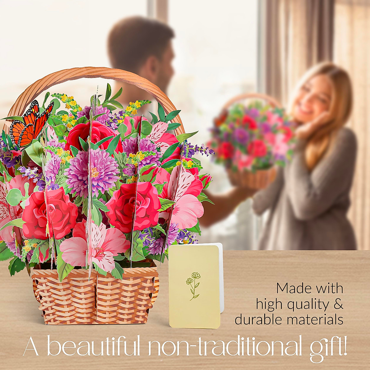 3D Pop Up Flower Bouquet Card - Unique life size Floral Greeting Card for Birthday, Mother’s Day, Valentines Day, Appreciation card, Get Well soon - for Mom, Madre, Sister, Grandma, Best Friend