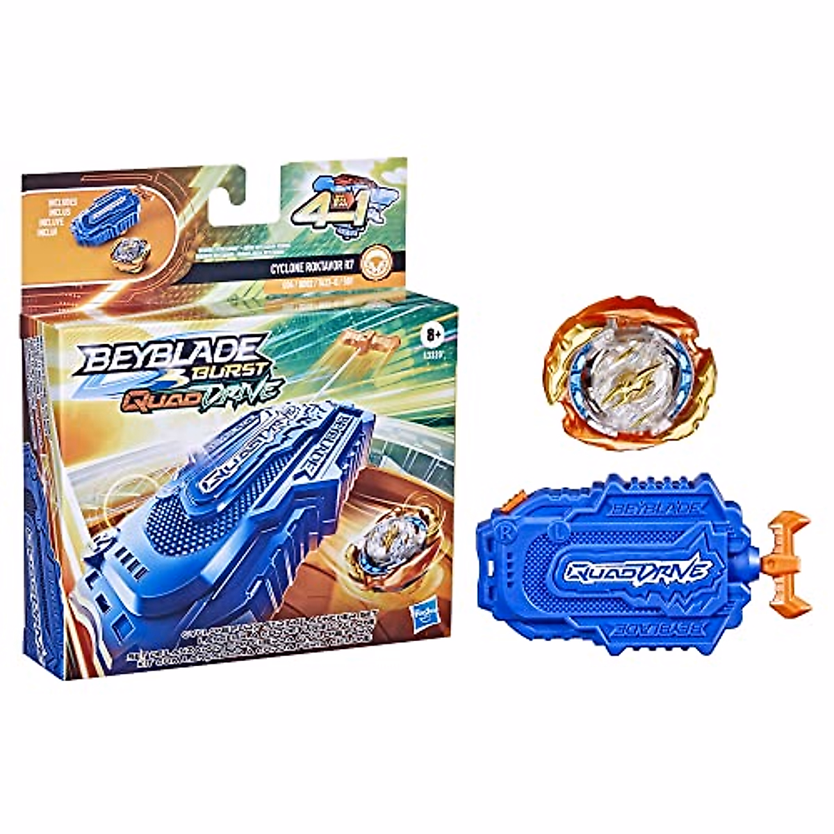 BEYBLADE Burst QuadDrive Cyclone Fury String Launcher Set - Battle Game Set with String Launcher and Right-Spin Battling Top Toy