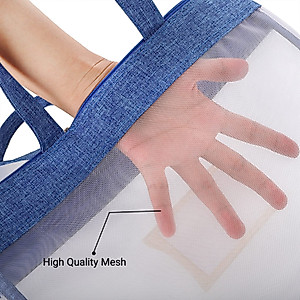 AVLA 4 Pack Student Book Pouches, A4 Mesh Zipper Bag with Handle, File Document Puzzle Bag with Name Card Pocket for Organizing Storage Board Games, School Office Appliances, Convenient to Carry