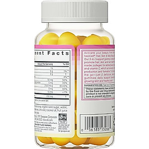 NeoCell Hair, Skin and Nails Beauty Builder With Collagen, Biotin and Vitamin C, Includes Antioxidants, Gummy, Lemon, 60 Count, 1 Bottle