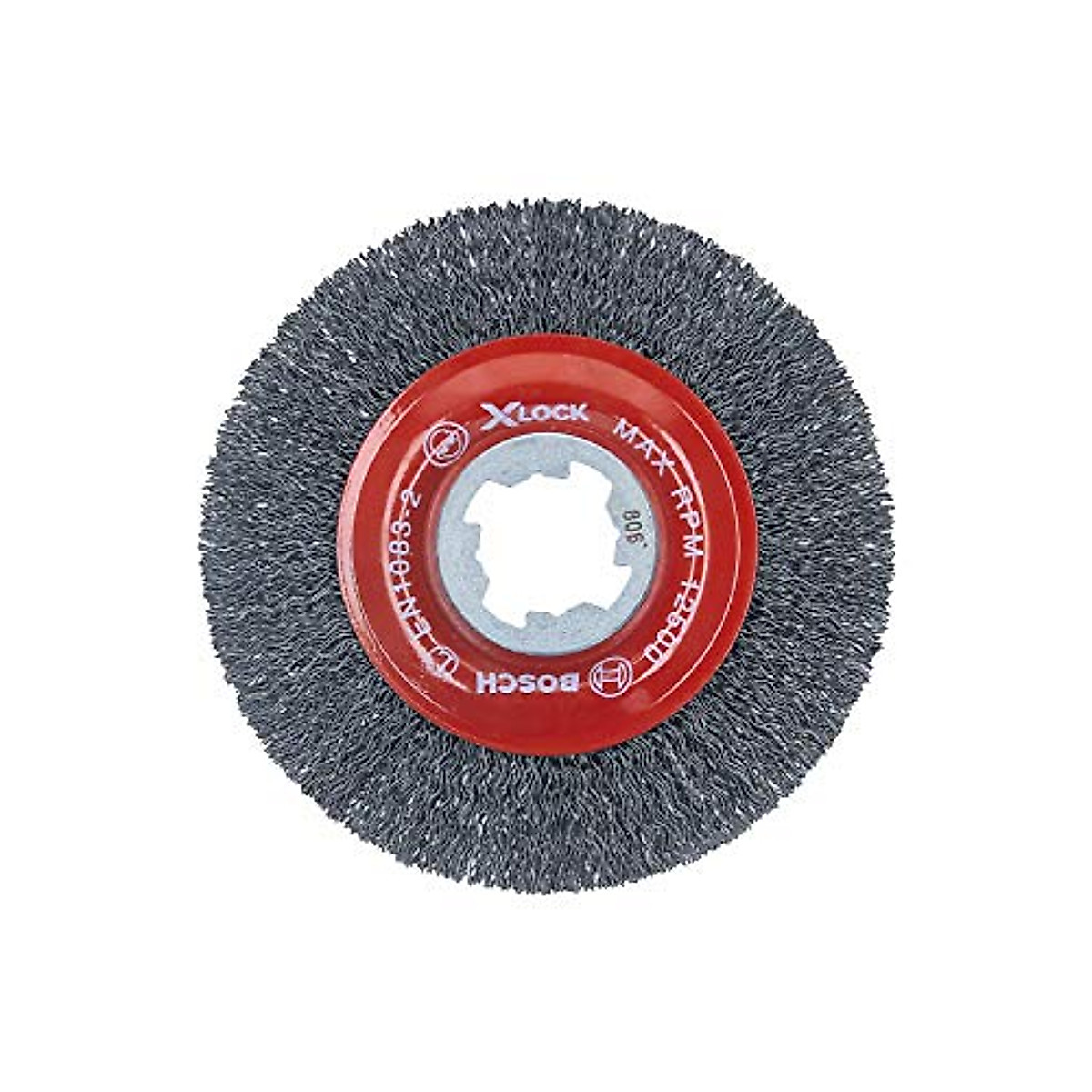 BOSCH WBX418 4-1/2 In. X-LOCK Arbor Tempered Steel Crimped Wire Wheel For Applications in De-burring, Removing Oxides, Flash Removal, Edge Blending