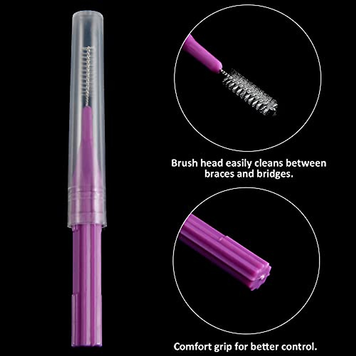 50 Pieces Braces Brush for Cleaner Interdental Brush Toothpick Dental Flossing Head Oral Hygiene Flosser Tooth Cleaning Tool (Light Blue, Purple, Yellow, Gray, Light Green)