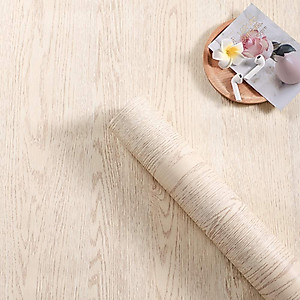 15.7x117 Inches Self Adhesive Vinyl Light Wood Grain Shelf Liner Contact Paper for Kitchen Cabinets Drawer Table Desk Countertop Walls Furniture Crafts Removable Waterproof