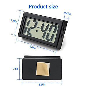 Sodcay 1 PC Mini Car Clock, Car Dashboard Digital Clock, with Clear LCD Screen Stand Case Function, Self-Adhesive Digital Clock, for Car Truck Dashboard (Black)