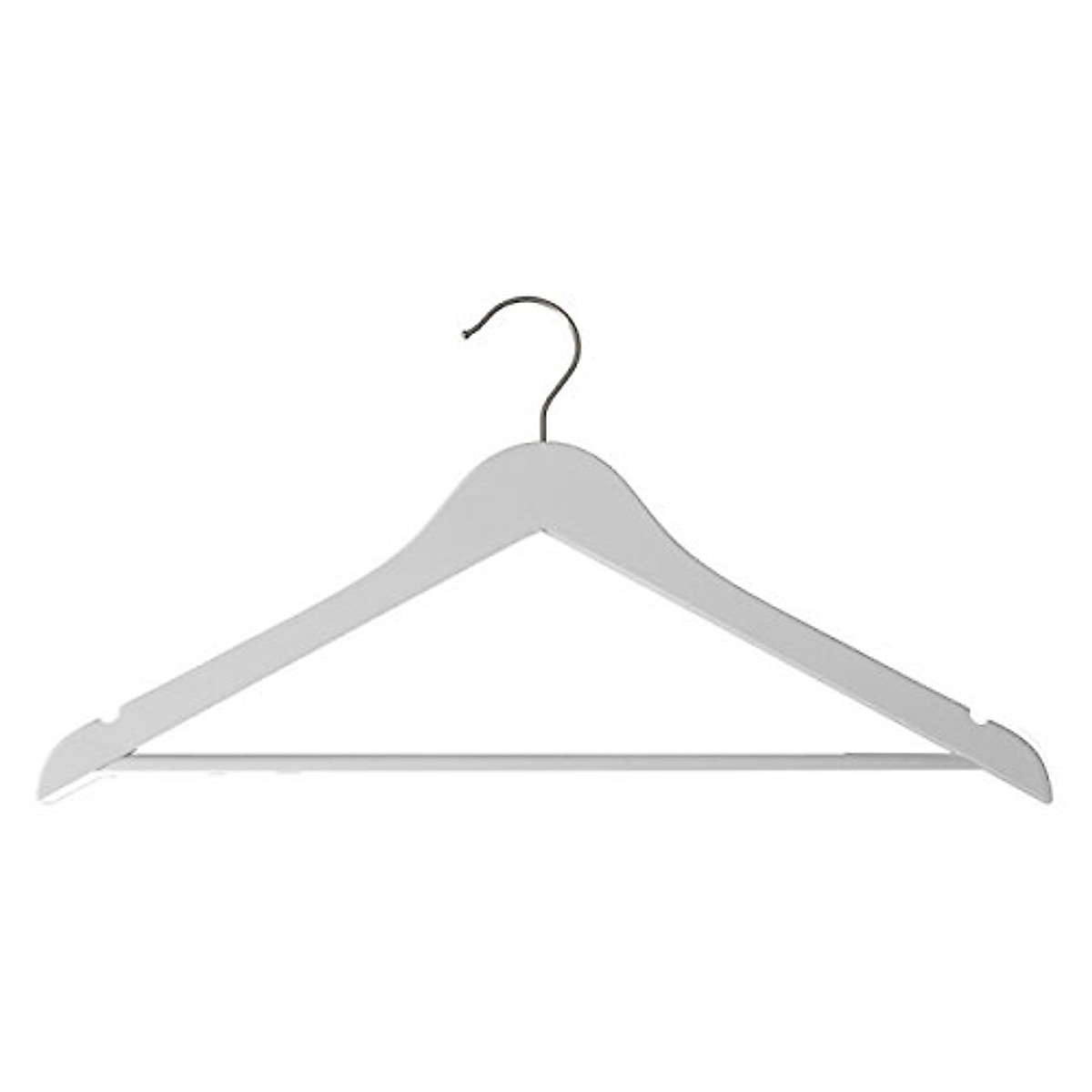 NAHANCO 20119WB Wooden Suit Hanger, 19", Low Gloss White with Brushed Chrome Hardware (Pack of 100)