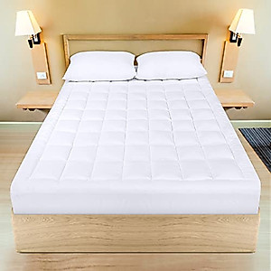 Utopia Bedding 1 Full Size Quilted Fitted Premium Mattress Pad with 2 Pack Queen Size Bed Pillows for Sleeping (White)