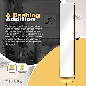VENERA Long Mirrors for Bedroom - Sturdy Standing Mirror Full Length - Gold Aluminum Framed Full Length Mirror with Stand - 95” Tall Bedroom Mirror with Hanging Standing or Leaning