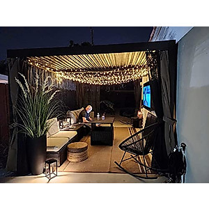 Domi Louvered Pergola 12' × 16', Outdoor Aluminium Pergola with Adjustable Roof, Curtains and Netting, Hardtop Gazebo for Patio, Deck, Garden, Yard, Beach(Gray)