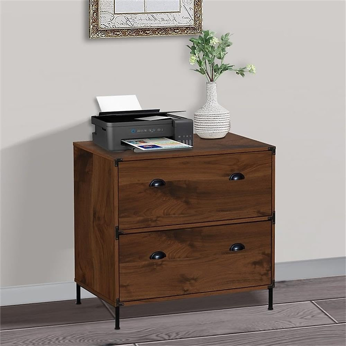 Saint Birch Bombay 2-Drawer Modern Wood Lateral File Cabinet, Legal & Letter Size, Walnut Brown